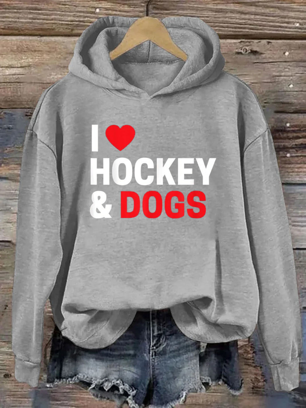 I Love Hockey & Dogs Hoodie